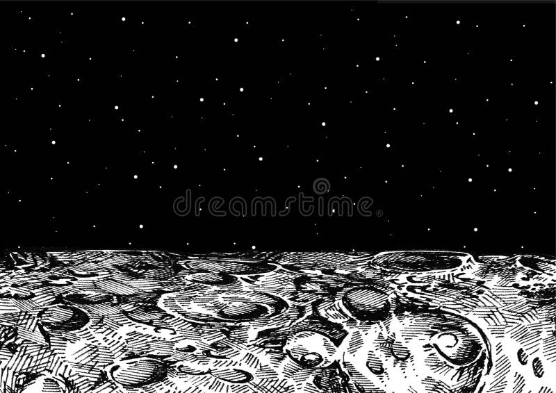 Surface of the Moon. Hand Drawn Vector Illustration Stock Vector ...