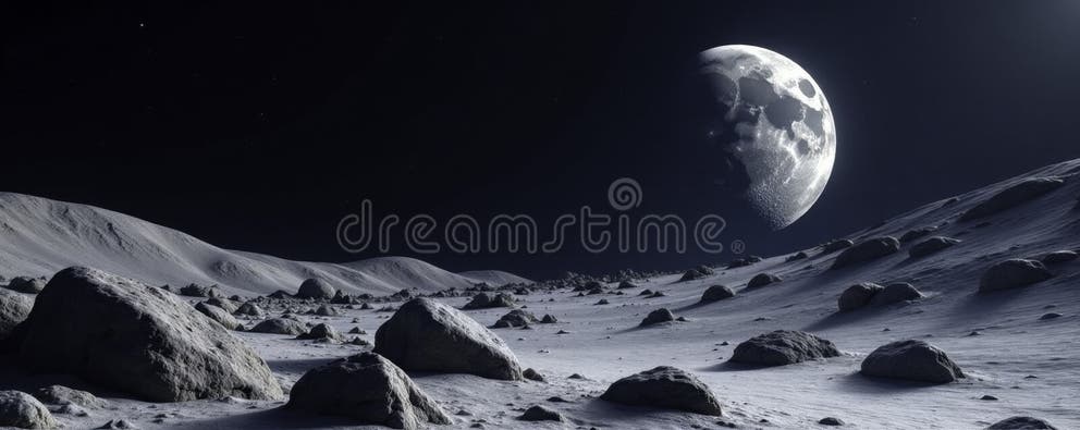 The Surface of the Moon is Pockmarked with Craters and Boulders, Moon ...