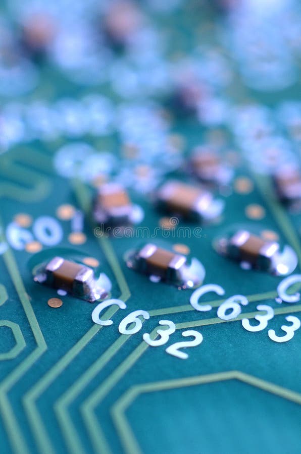 Surface Mount Components on Circuit Board in Macro View Stock Image ...