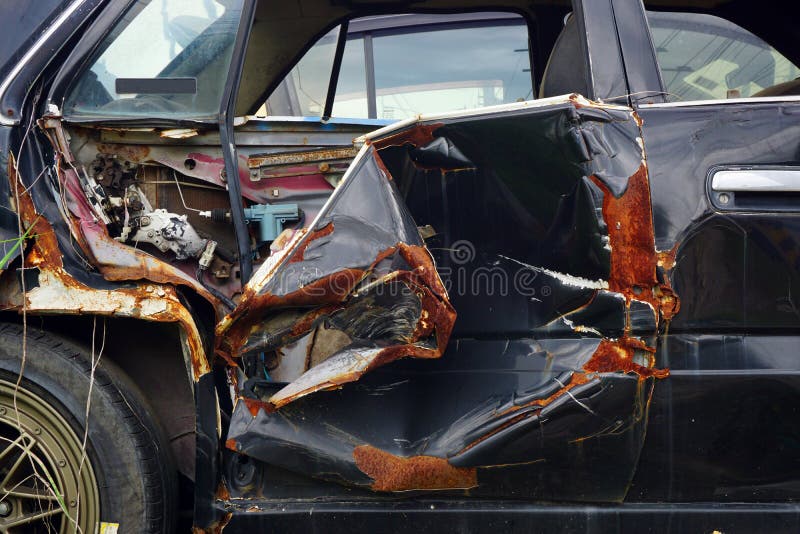 Surface of Old Crash Car and Rust. Stock Photo - Image of open ...