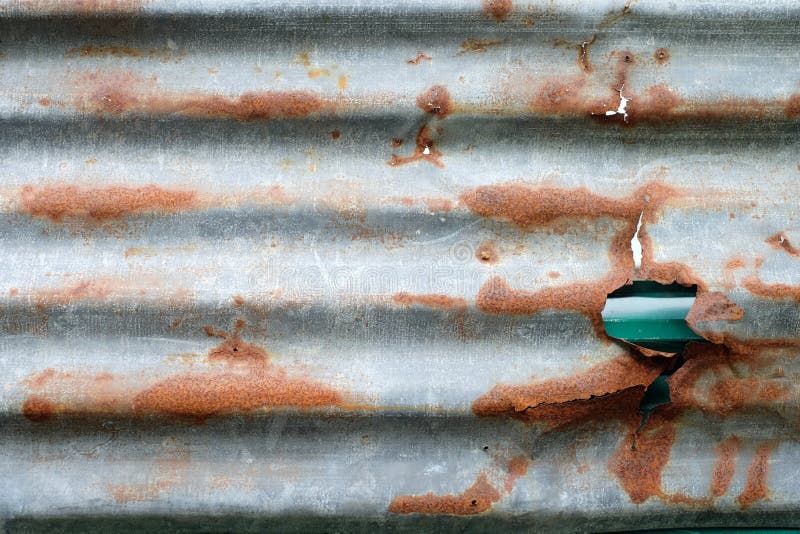 The Surface of the Old Zinc that is Rusty is Caused by Weather. Stock ...