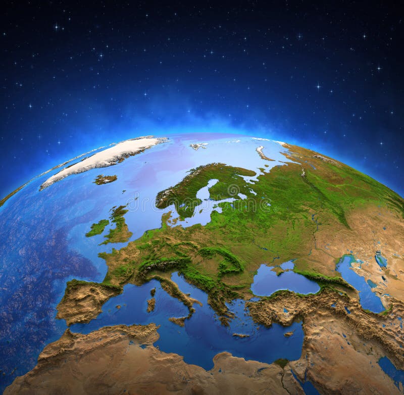 Europe from space stock illustration. Illustration of cartography ...