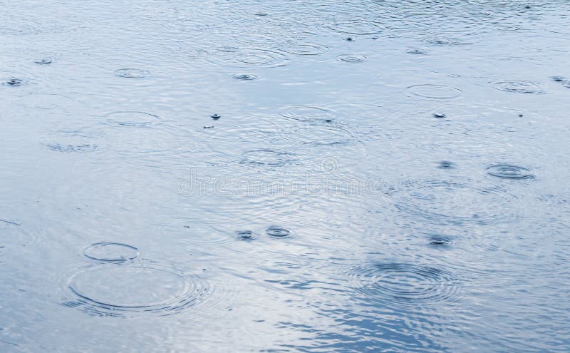 Surface of Puddles during Rain. Rain Drops in the Water Stock Photo ...