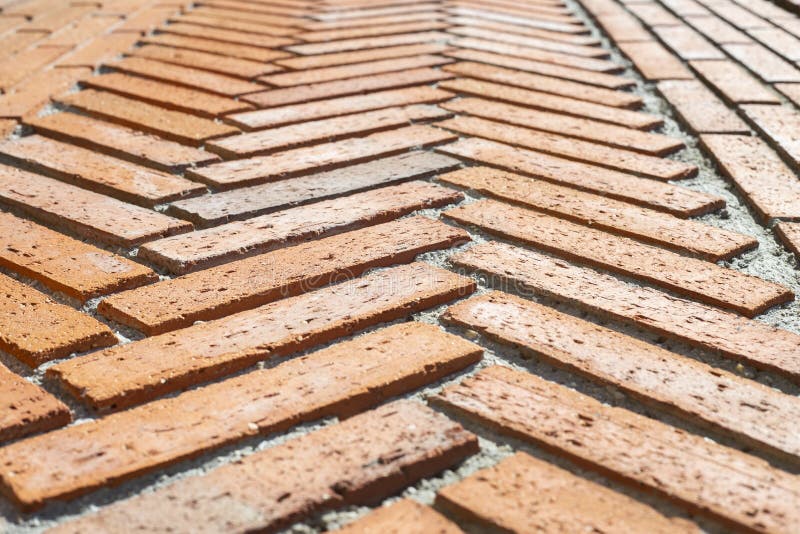 Surface of Red Bricks Placed at Different Angles. Line of Flight with a ...