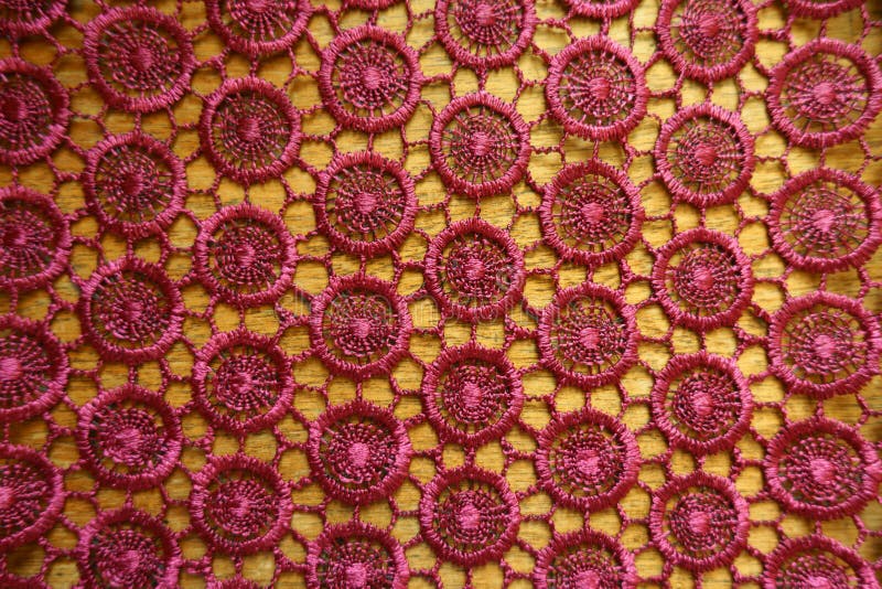 Surface of Red Crochet Lacy Fabric on Wood Stock Image - Image of ...