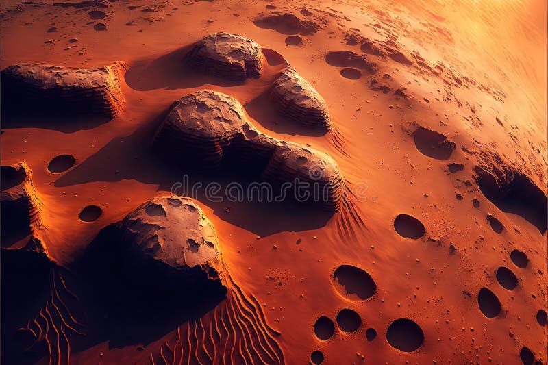 Surface of the Red Planet Mars Close-up. Generative AI Stock ...