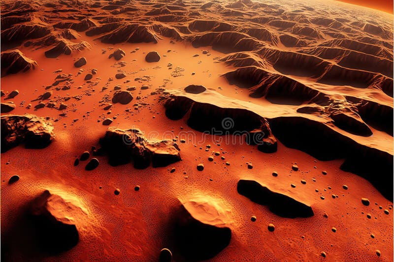 Surface of the Red Planet Mars Close-up. Generative AI Stock Illustration - Illustration of ...