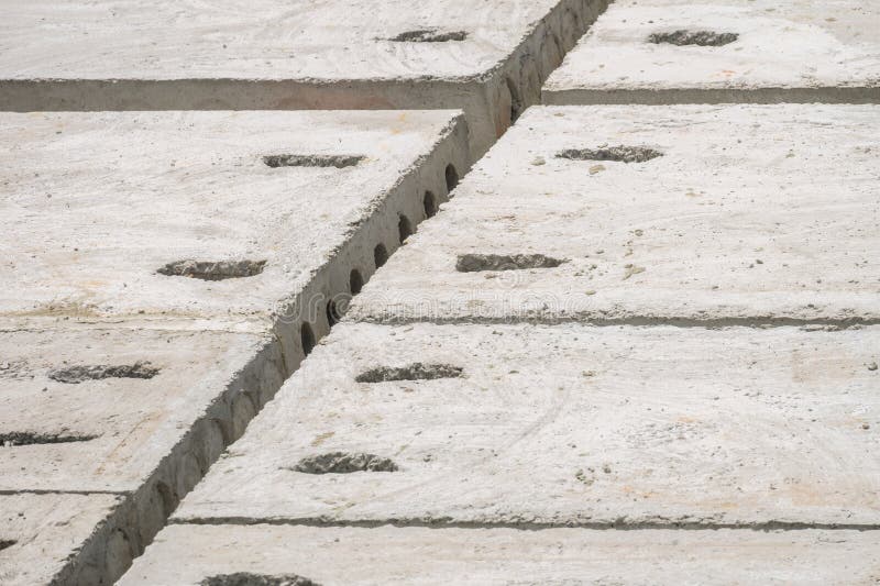 Surface of Reinforced Concrete Hollow Core Floor Slabs Close Up Stock ...