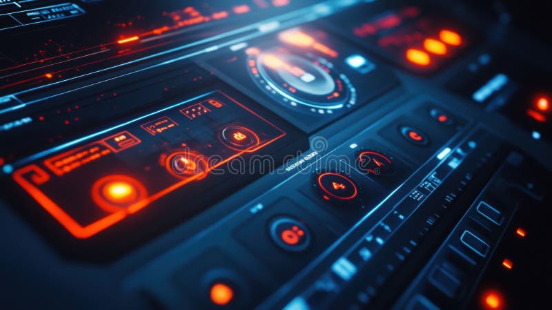 The Surface of a Robotic Interface Panel Displaying Various Buttons and ...