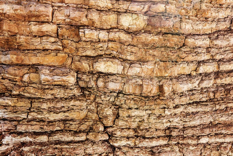 The Surface of the Rock with Horizontal Lines with a Crack. Stone ...