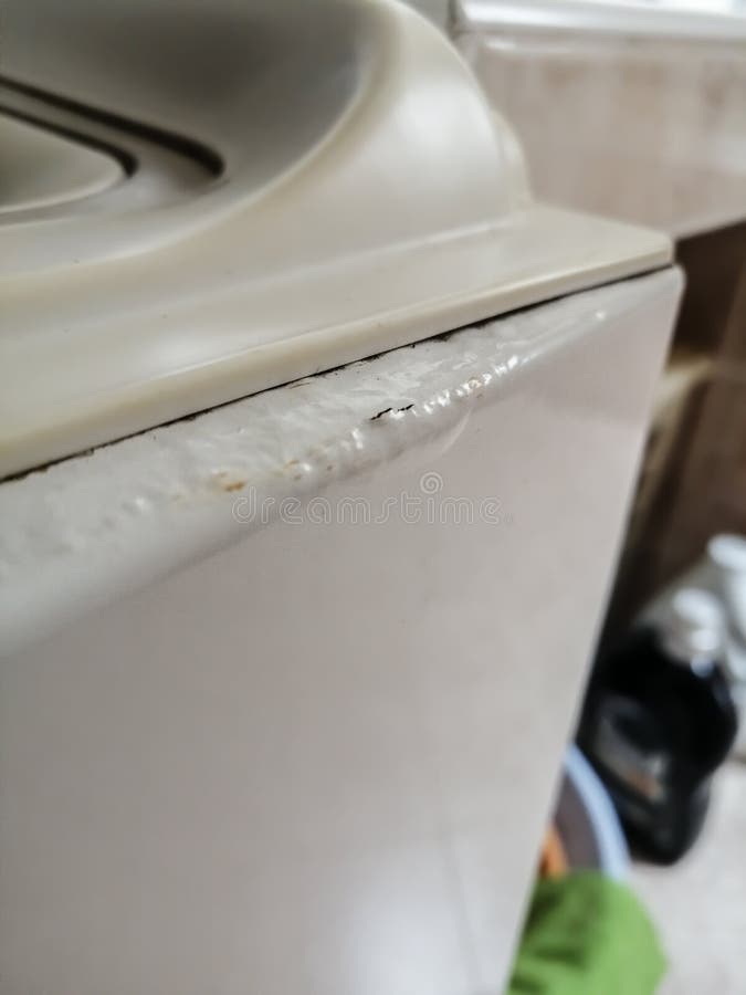 Surface Rust on the Plate of the Washing Machine in the Bathroom Stock ...