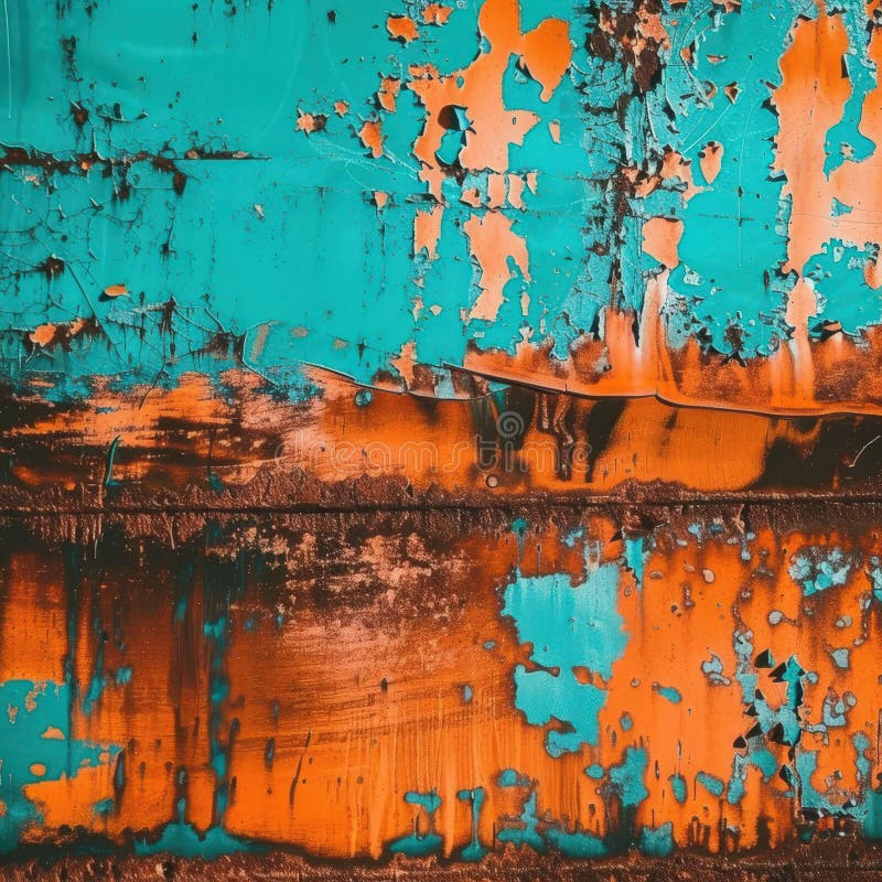 Rusty Wall Displaying Vibrant Blue and Brown Colors with Textured ...