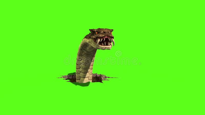 Surface Shatter Giant Snake Front Green Screen 3D Rendering Destruction ...