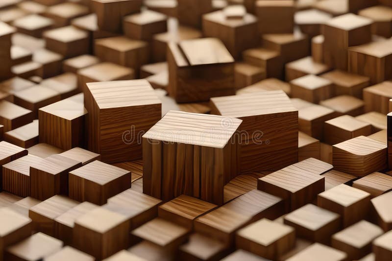 Surface Square Blocks Brown Wooden Bars, Wood 3D Shape Backdrop ...