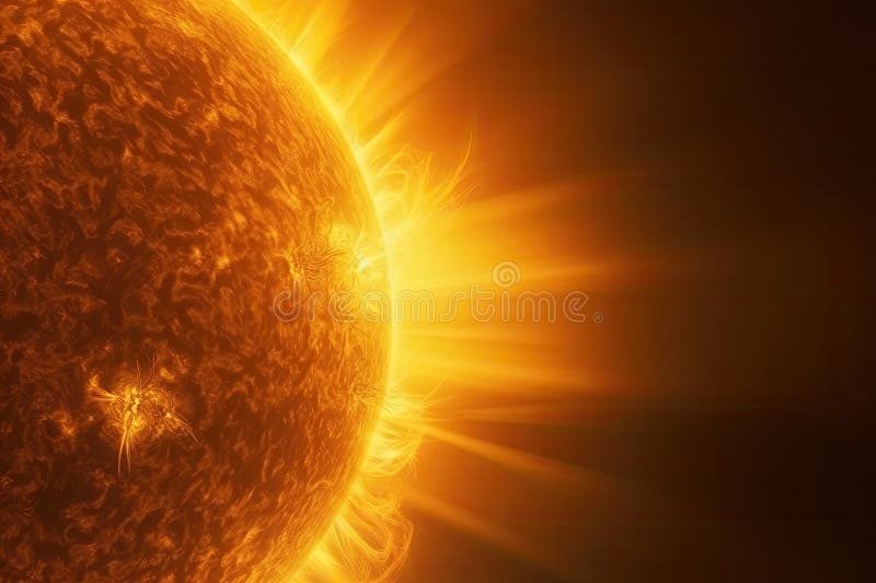 Surface of Sun with Prominences, Solar Radiation. Generative AI Stock ...