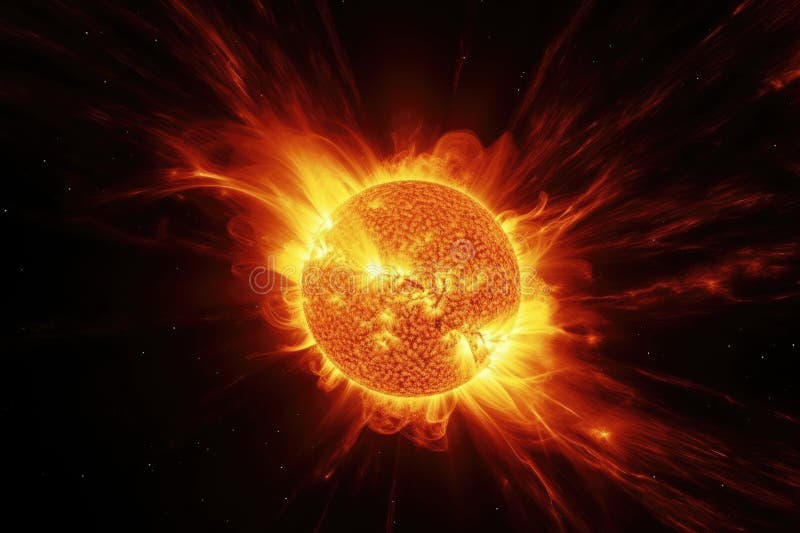 Surface of Sun with Prominences, Solar Radiation. Generative AI Stock ...