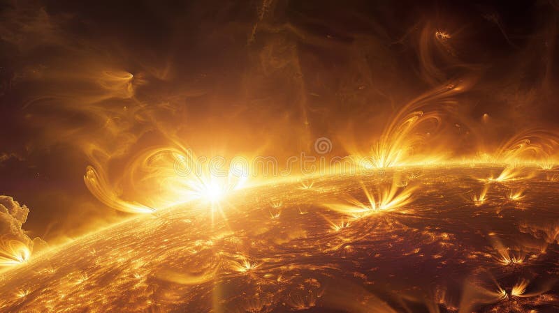 The Surface of the Sun with Solar Flares. Realistic Close-up Image of ...