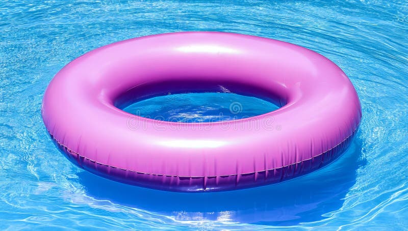 On the Surface of the Swimming Pool, a Pink Ring Float is Floating in ...