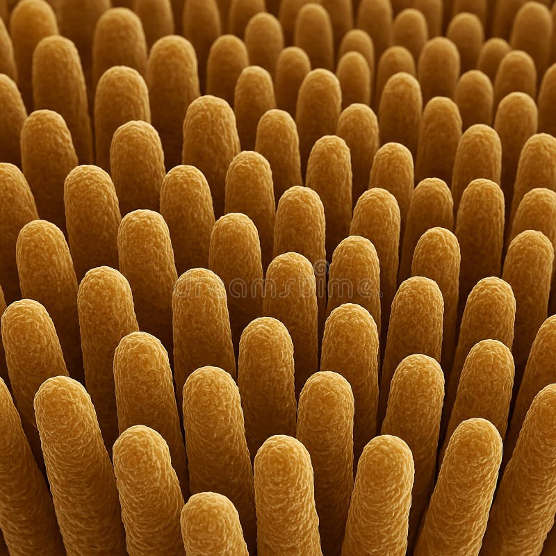 Surface Texture of Intestinal Microvilli Under Microscope Stock ...