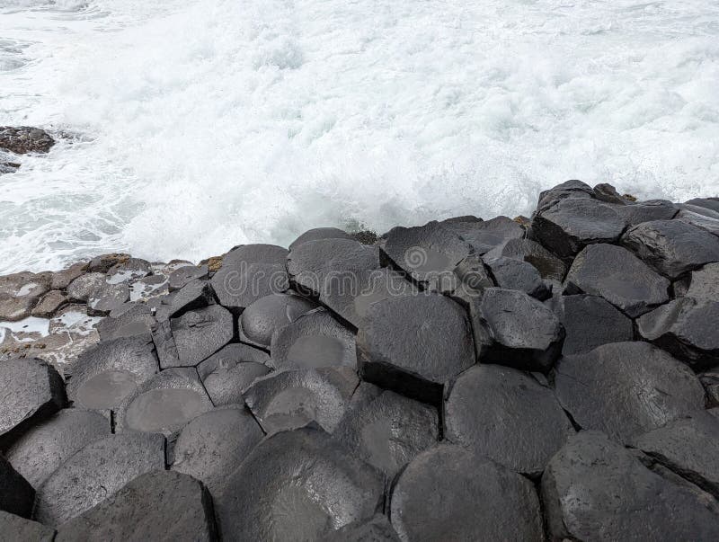 Surface of the Top of Basalt Columns with Waves Stock Photo - Image of ...