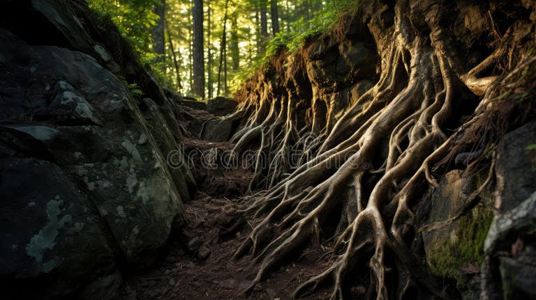 Surface Tree Roots Underground Stock Illustration - Illustration of ...