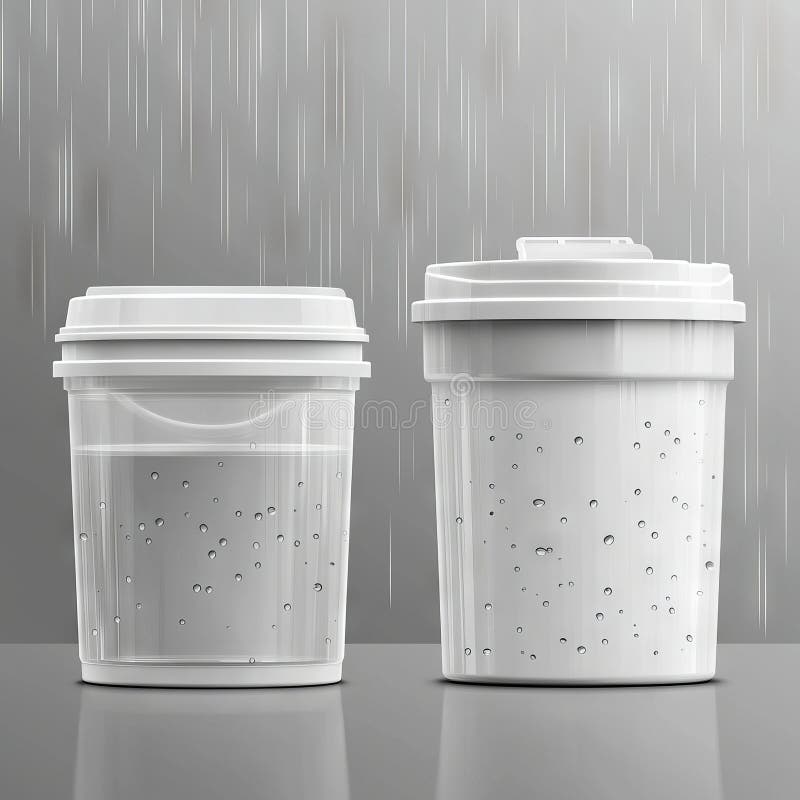 The Surface of Two Clear Plastic Containers is Wet with Water Droplets ...