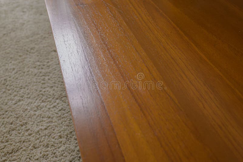 Surface View of Teak Table Against Beige Carpet. Stock Image - Image of ...