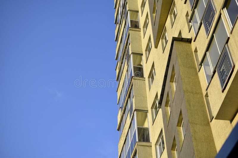 The Surface and Walls of a Yellow High Residential Building Stock Photo ...