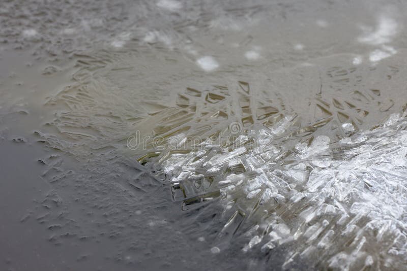 Surface of the Water with Ice Crystals Coseup Stock Image - Image of ...