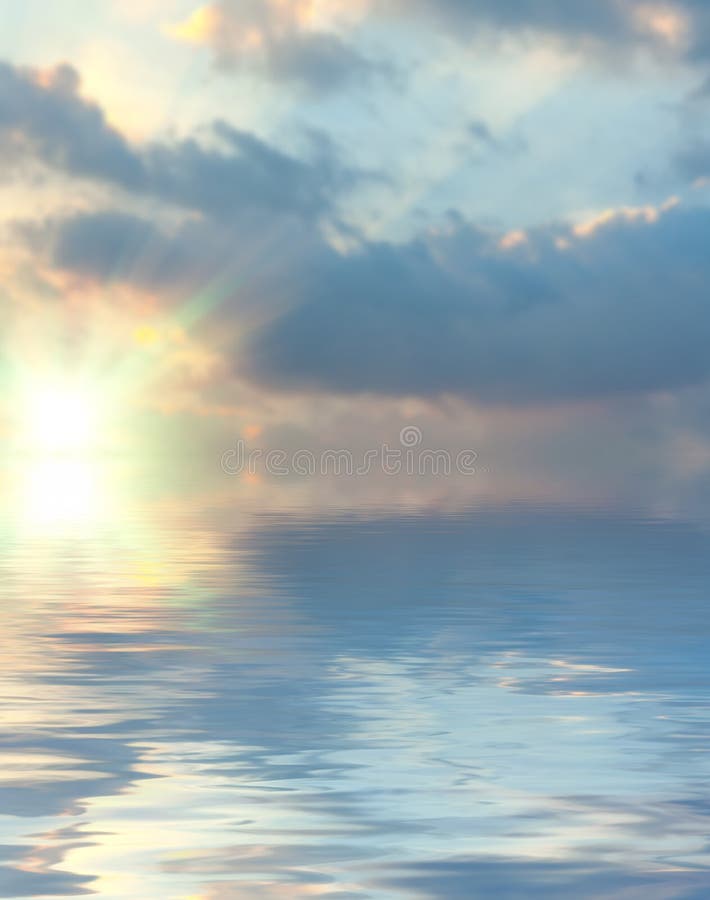 Surface Water Ripple and Reflection of Soft Sky and Clouds Background ...