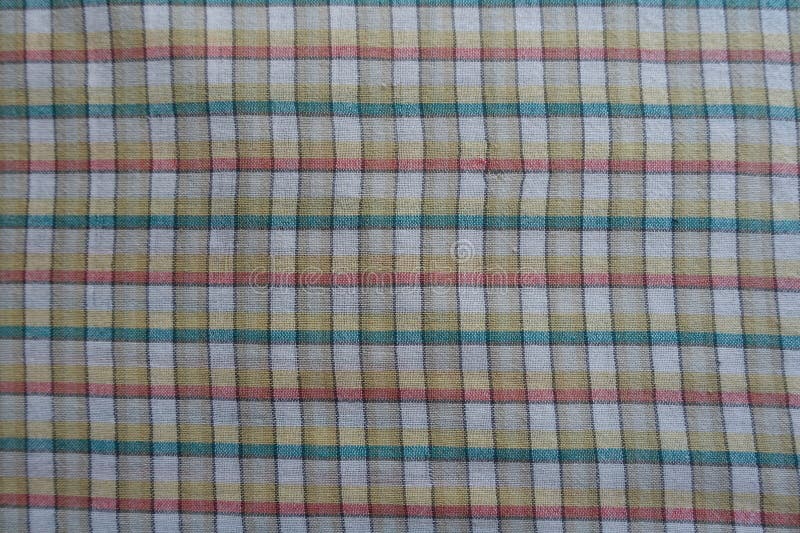 Surface of White, Yellow, Red and Green Checkered Fabric Stock Photo ...