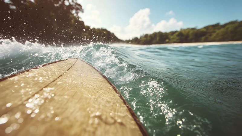 View from a Surfboard Riding the Ocean Waves Generative AI Stock Image ...
