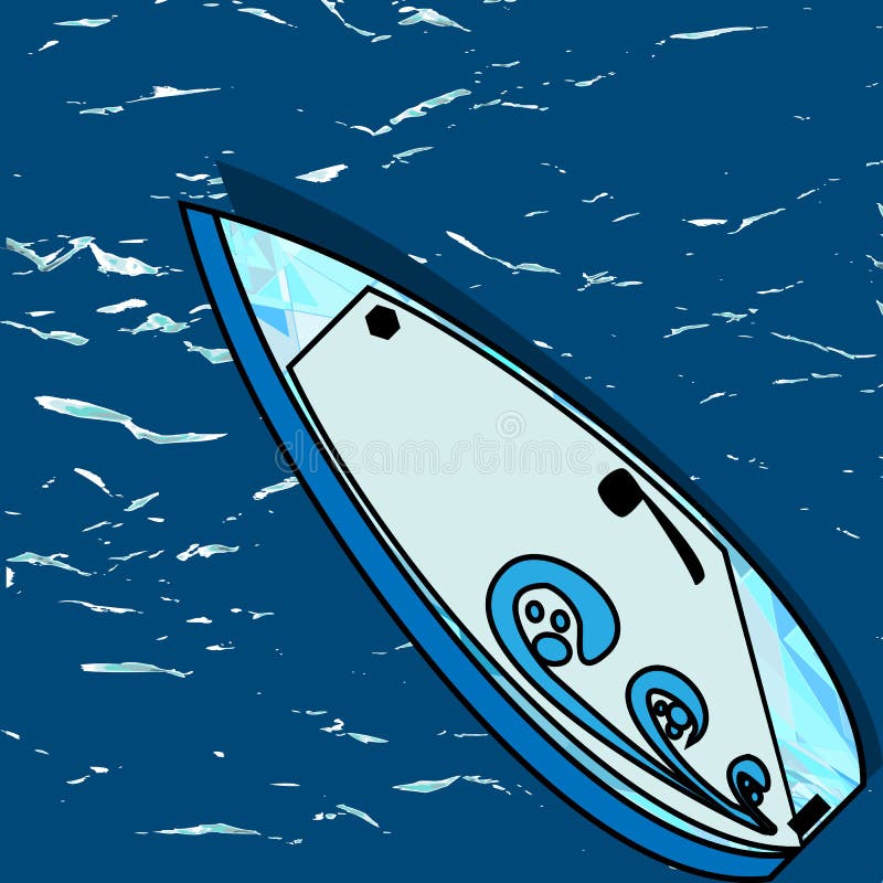 Surfboard with Graffiti and Patterns on the Water Stock Vector ...