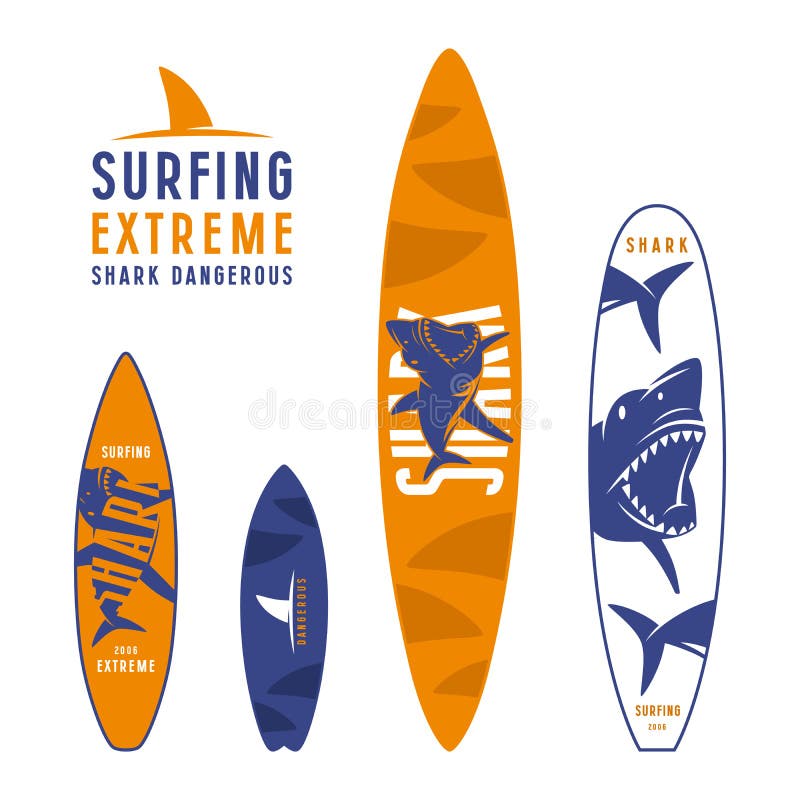 Surfboard Graphic Design with the Image of Sharks Stock Vector ...