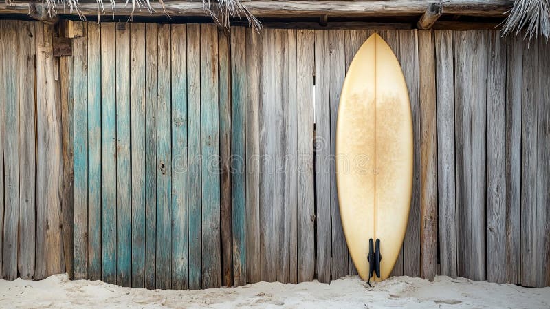 Surfboard Leaning on Beach Shack Wall. Stock Photo - Image of surfing ...