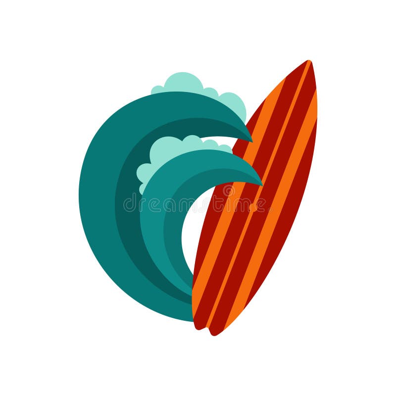 Surfboard and Ocean Waves. Surfing Flat Style Vector Illustration ...