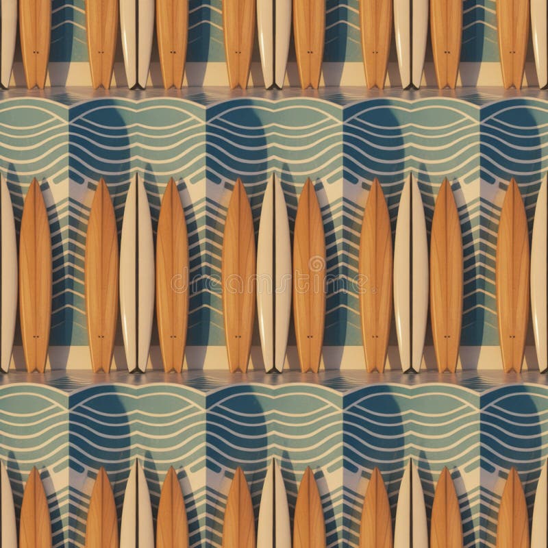 Surfboard Pattern Vintage Summer Beach Vibes Seamless Backdrop Design ...