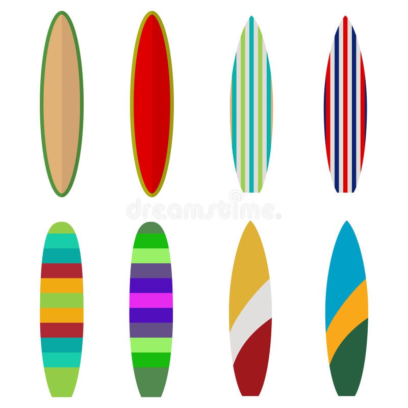 Surfboards Colored Realistic Collection Stock Vector - Illustration of ...