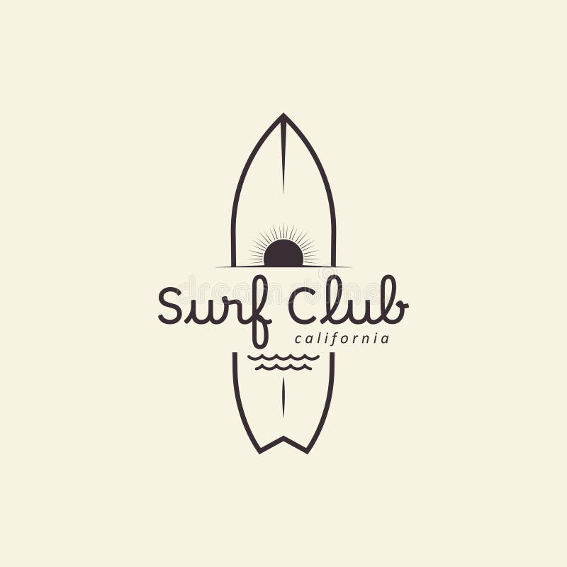 Surfboard Vintage Logo Template Stock Vector - Illustration of vector ...