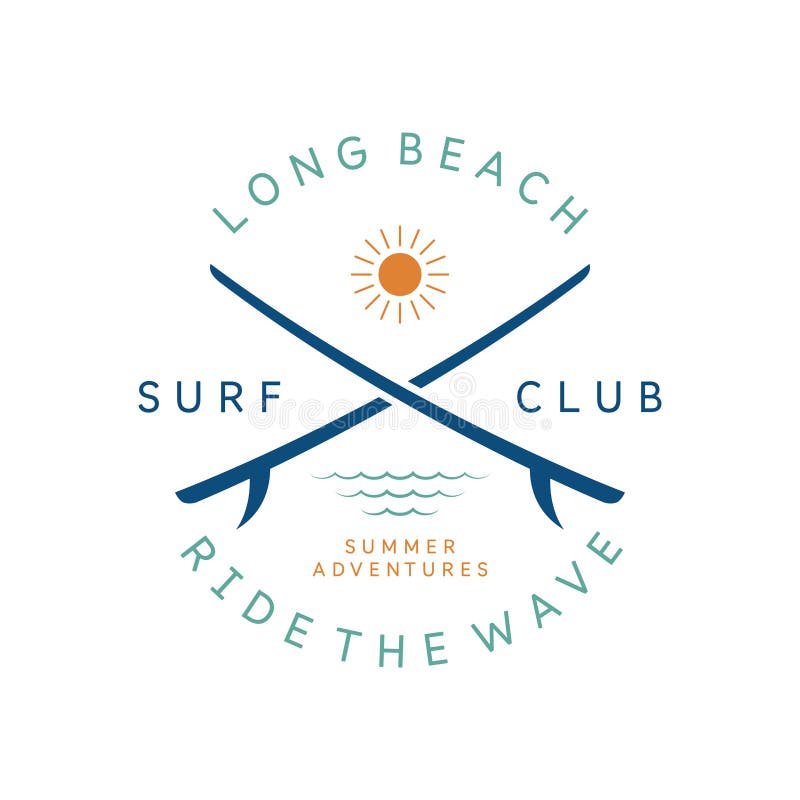 Surfboard Vintage Logo Template Stock Vector - Illustration of badge ...