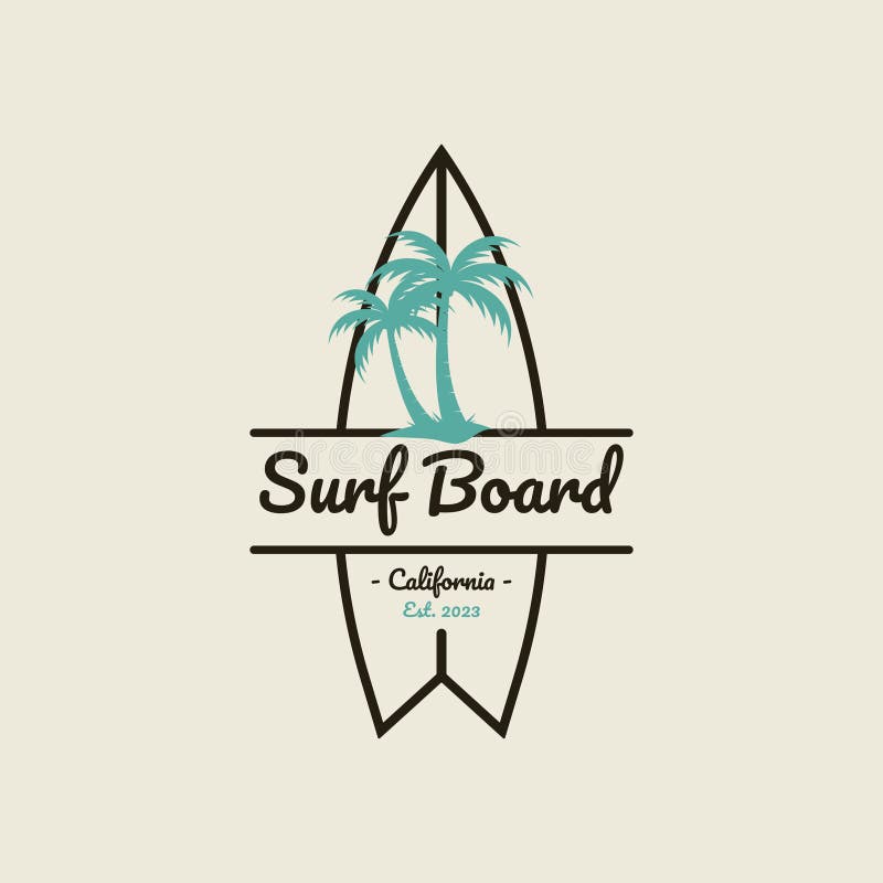 Surfboard Vintage Logo Template Stock Vector - Illustration of beach ...