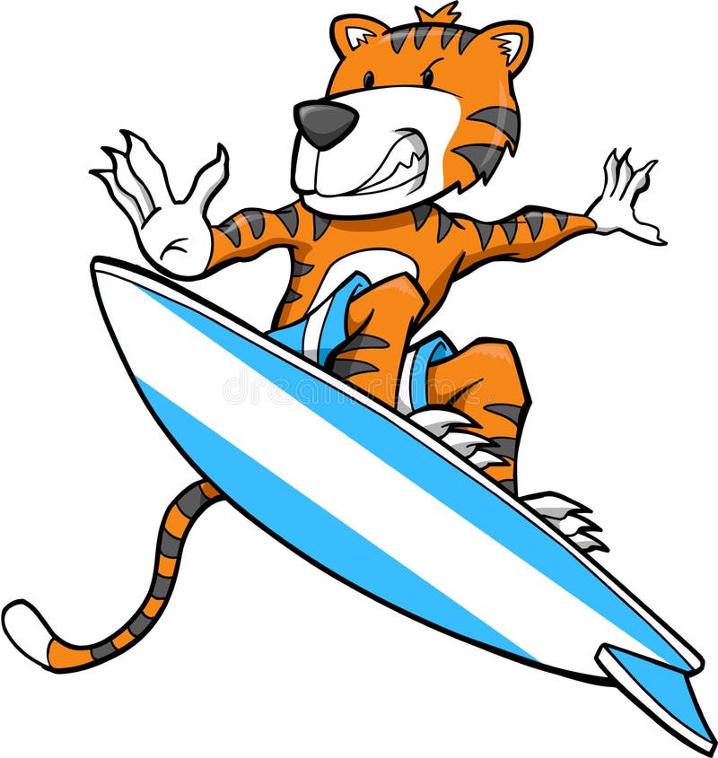 Surfende Tijger vector illustratie. Illustration of raad - 4026241