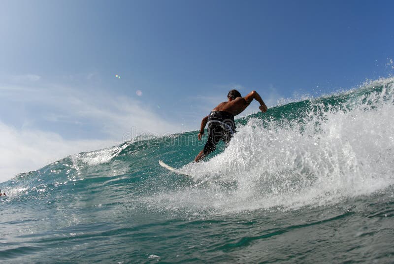 Surfer in the Tube Riding a Big Wave Stock Image - Image of athlete ...