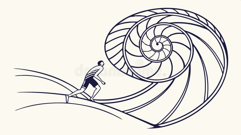Surfer on Abstract Spiral Wave Graphic Vector Design Generative AI ...