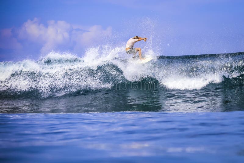 Surfer on Amazing Blue Wave Stock Image - Image of risky, power: 49361725