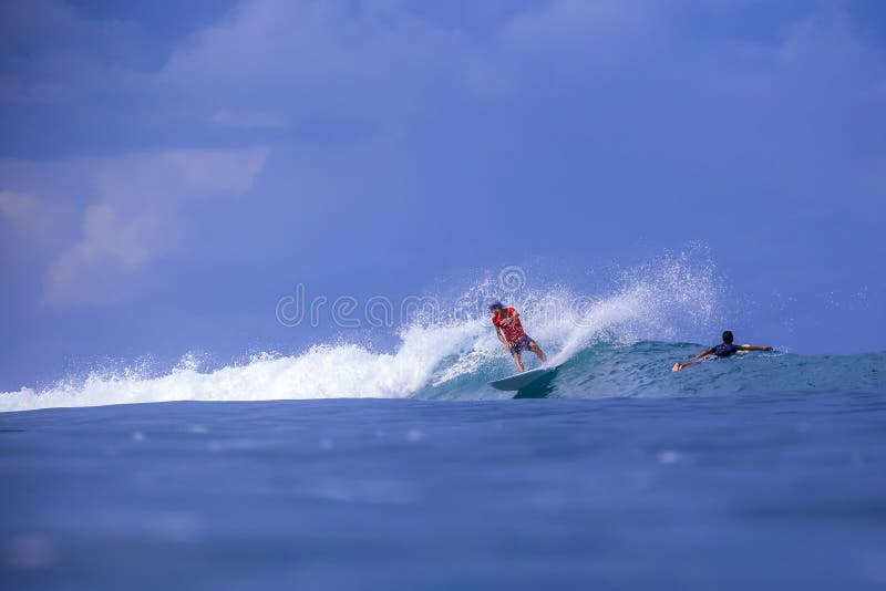 Surfer on Amazing Blue Wave Stock Photo - Image of extreme, outdoor ...