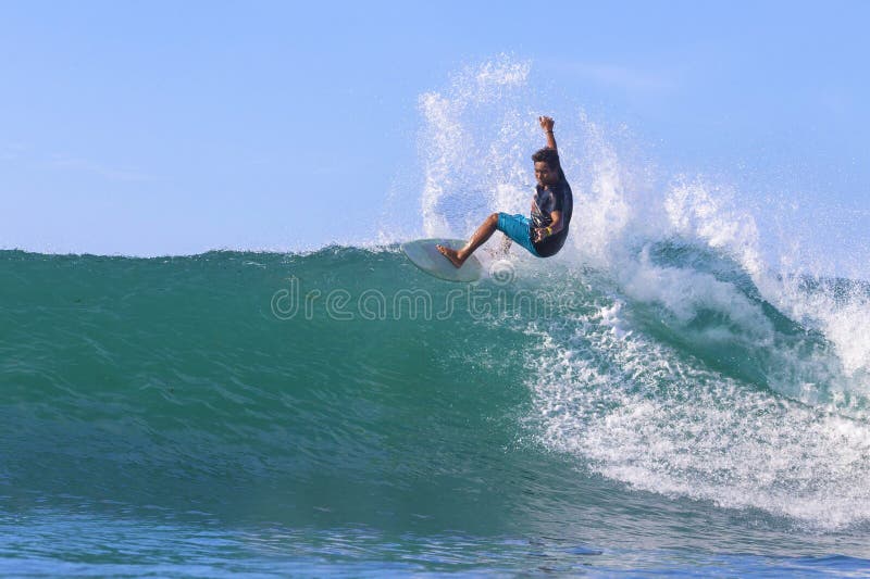 Surfer on Amazing Blue Wave Stock Image - Image of extreme, motion ...