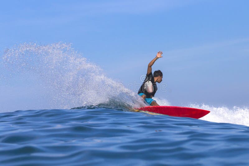 Surfer on Amazing Blue Wave Stock Image - Image of revolution, ocean ...