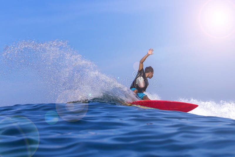 Surfer on Amazing Blue Wave Stock Photo - Image of extreme, aqua: 67623074