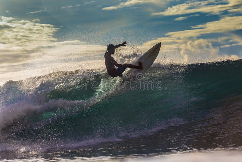 Surfer on perfect Wave stock image. Image of epic, power - 12070527